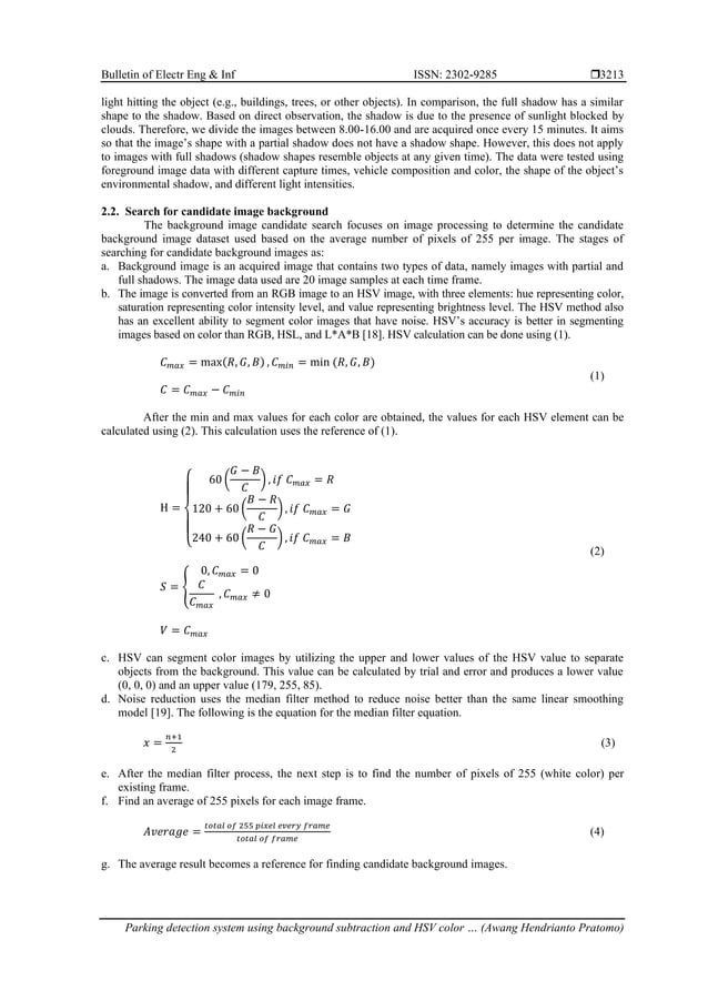 Parking Detection System Using Background Subtraction And Hsv Color