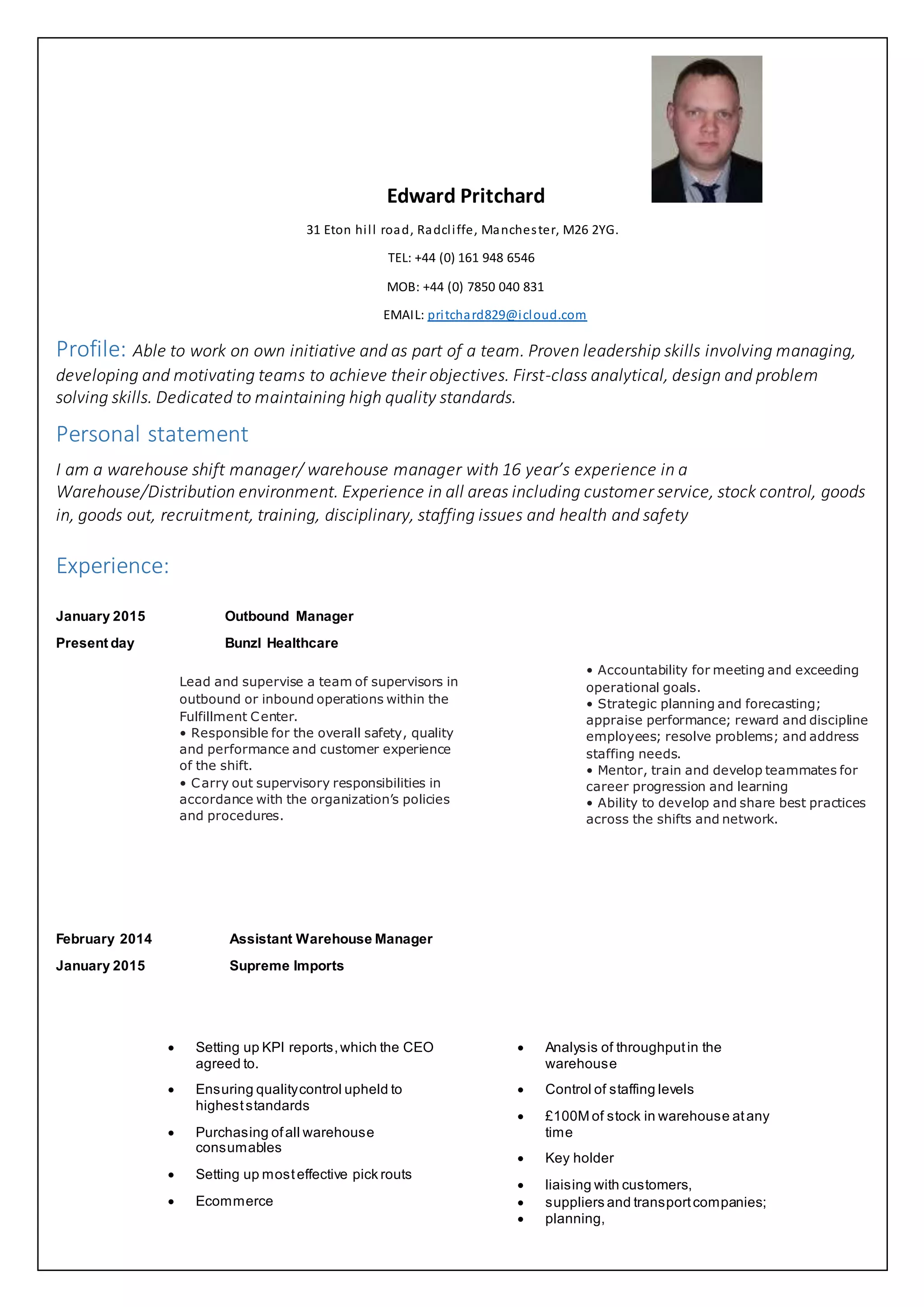 Edward Pritchard CV | DOCX