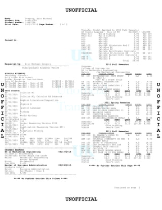 Collegiate Transcript | PDF