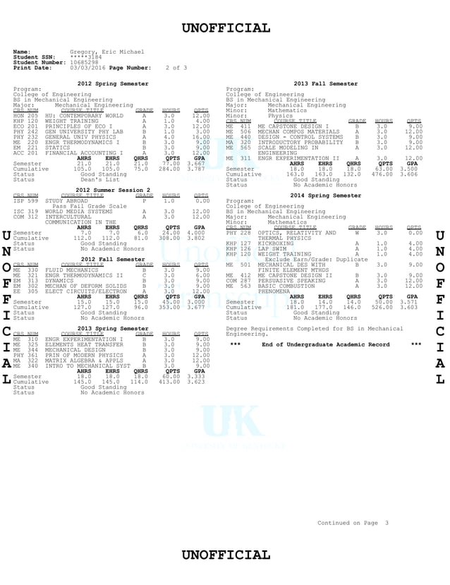 Collegiate Transcript | PDF | Undergraduate Education | College Education
