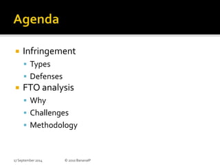 A presentation on FTO and Infringement Analysis | PPTX | Legal Services ...