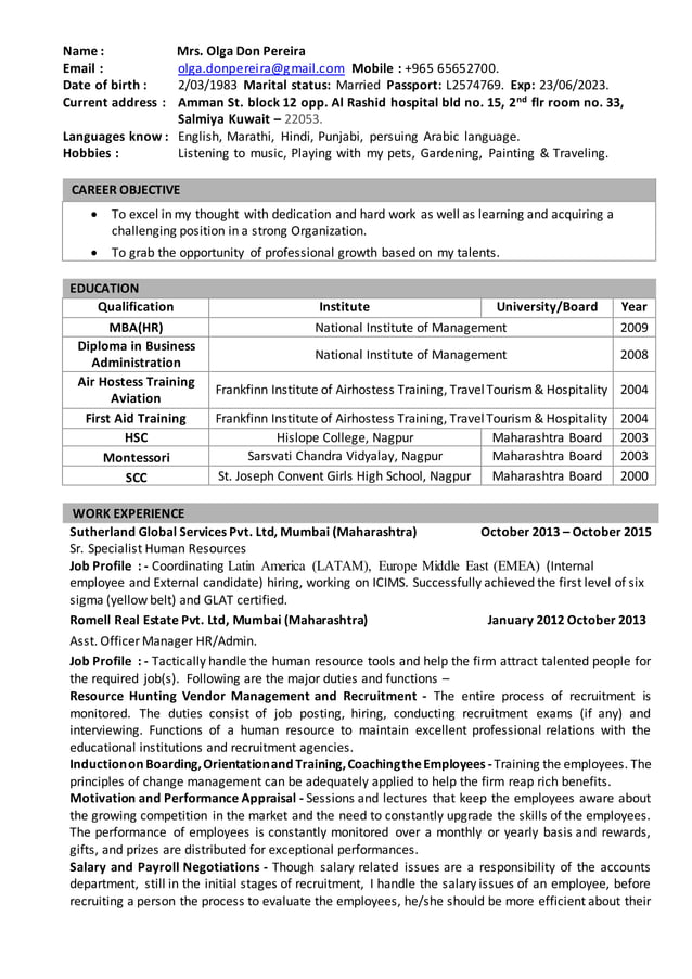 Olga Don Pereira - Resume | PDF