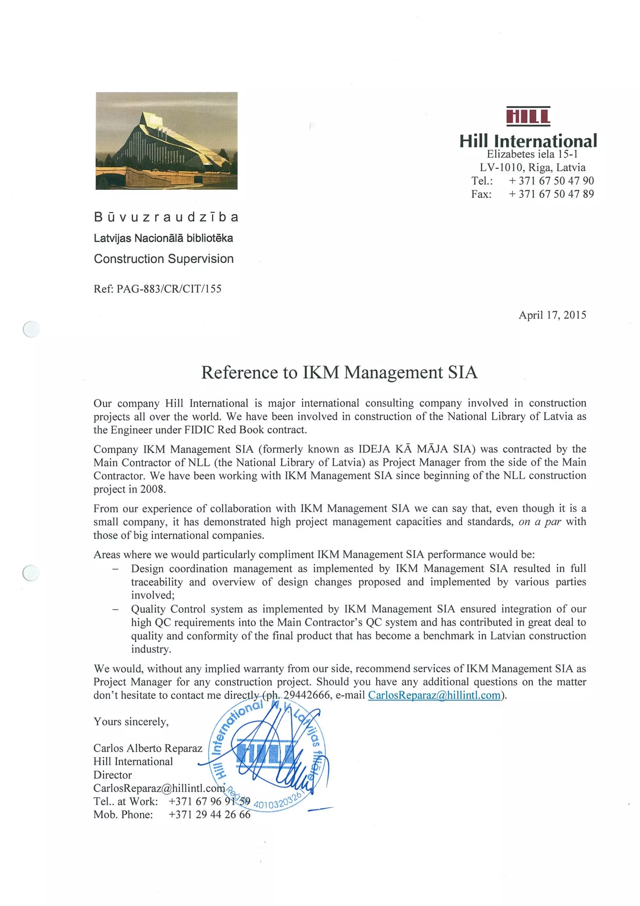 Reference letter IKMM from HILL 2015 EN | PDF