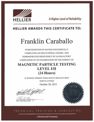 Hellier NDT certifications | PDF