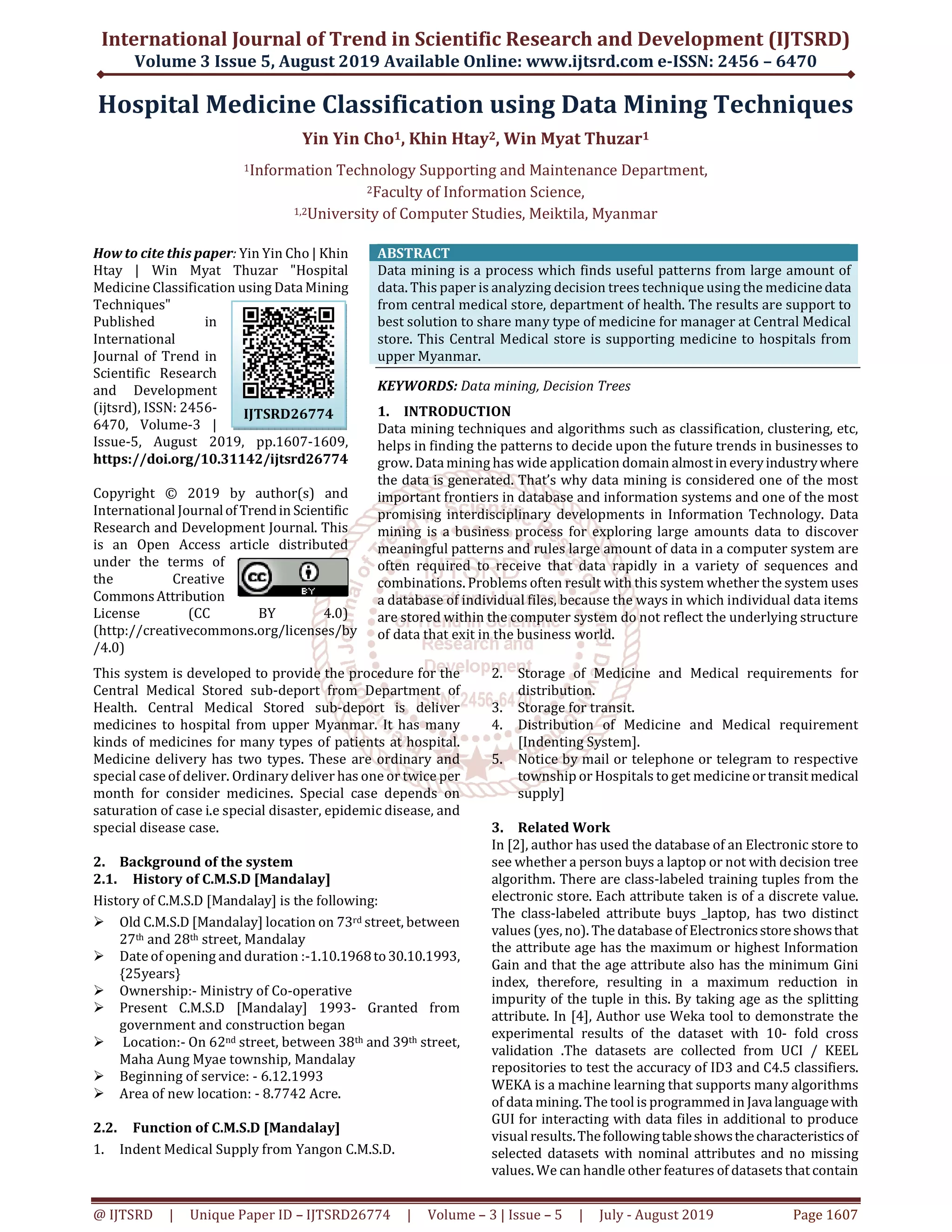 Hospital Medicine Classification using Data Mining Techniques | PDF