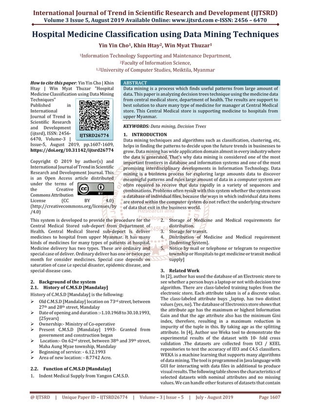 Hospital Medicine Classification using Data Mining Techniques | PDF
