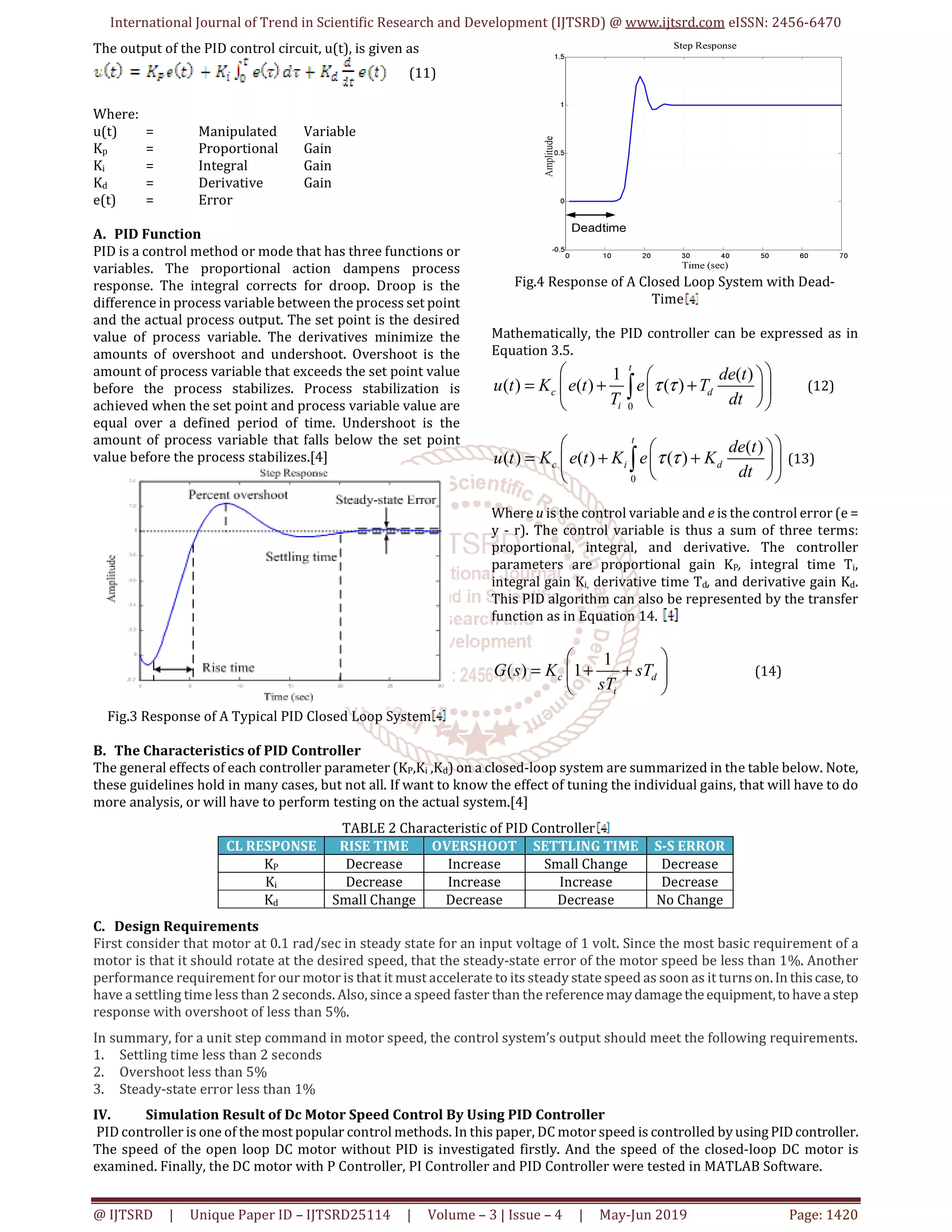 Simulation DC Motor Speed Control System by using PID Controller | PDF