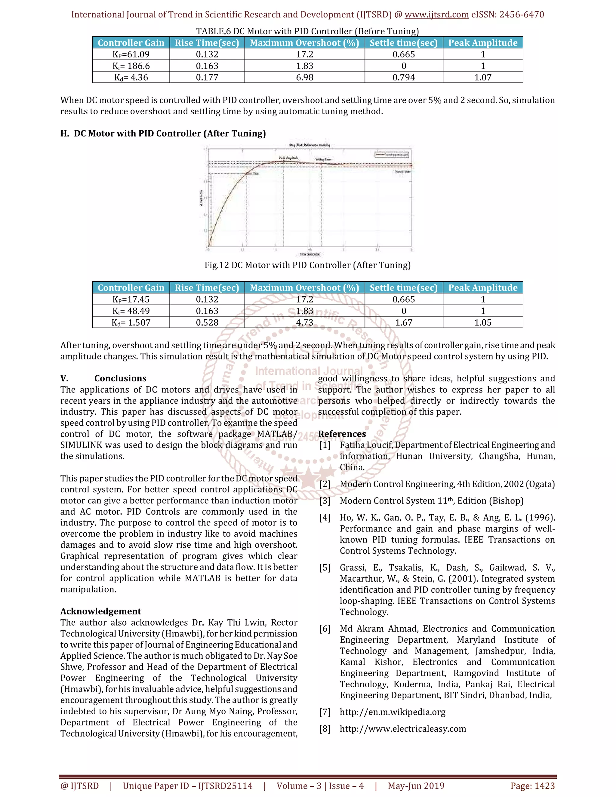 Simulation DC Motor Speed Control System by using PID Controller | PDF