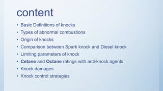 Knocking fundamentals (limitations and issues) | PPTX