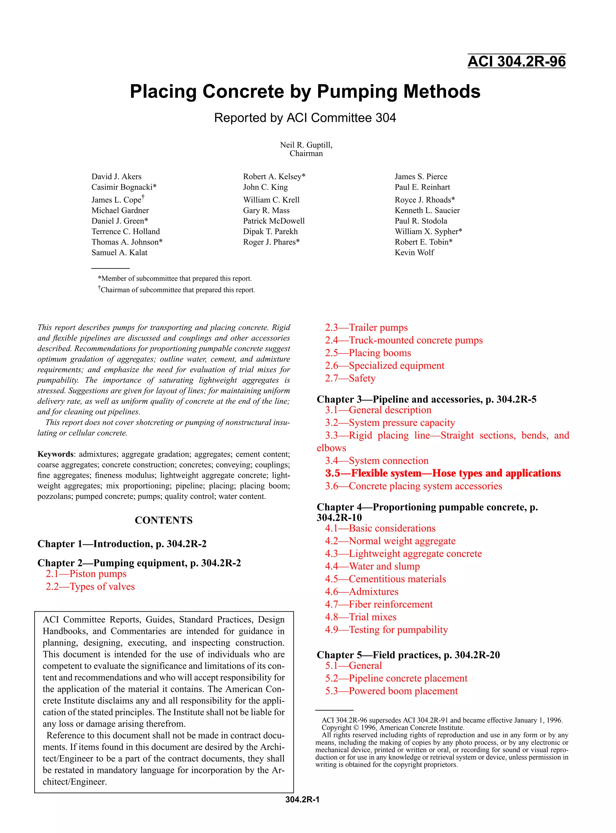 304.2 r 96 - placing concrete by pumping methods | PDF