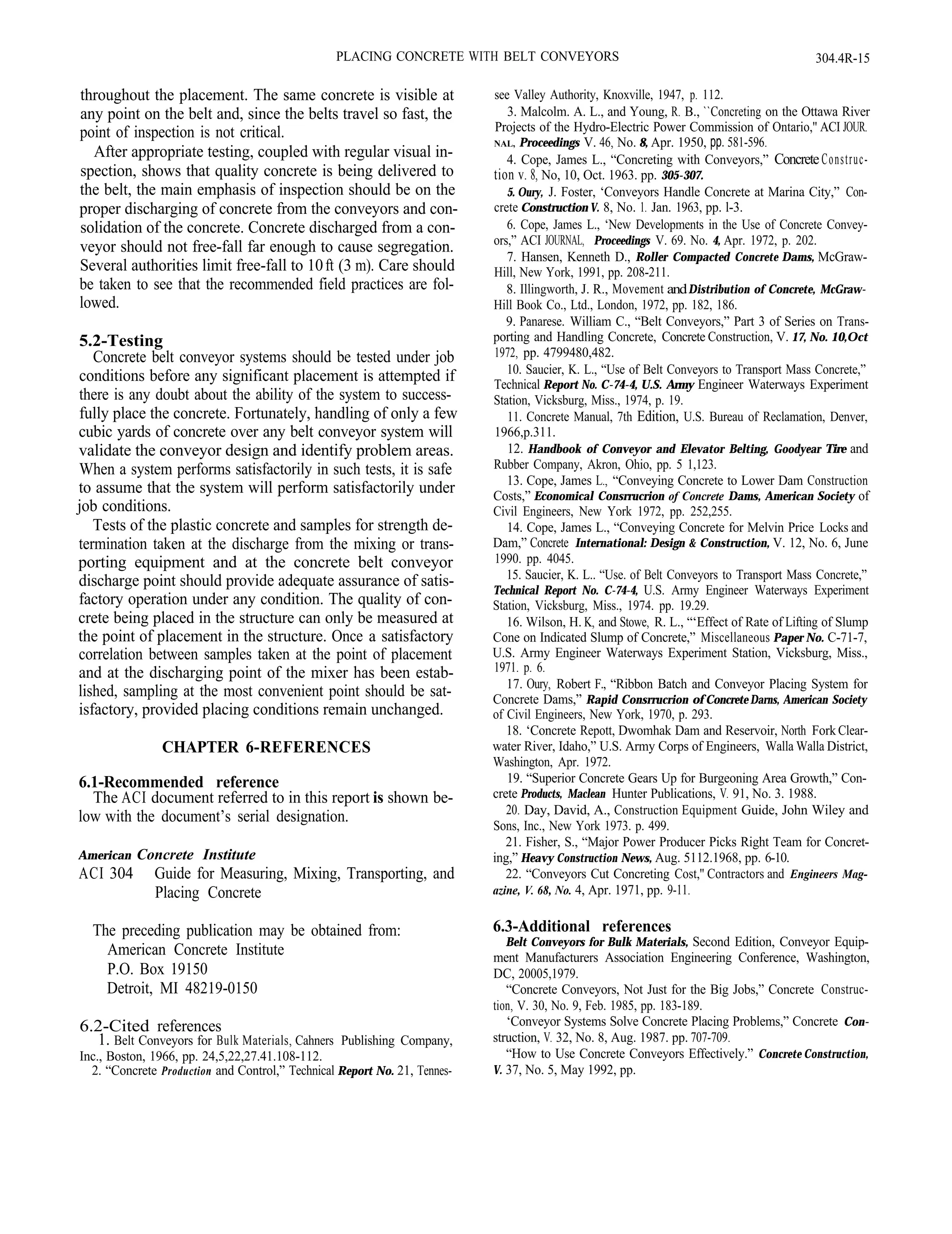 304.4 r 95 - placing concrete with belt conveyors | PDF