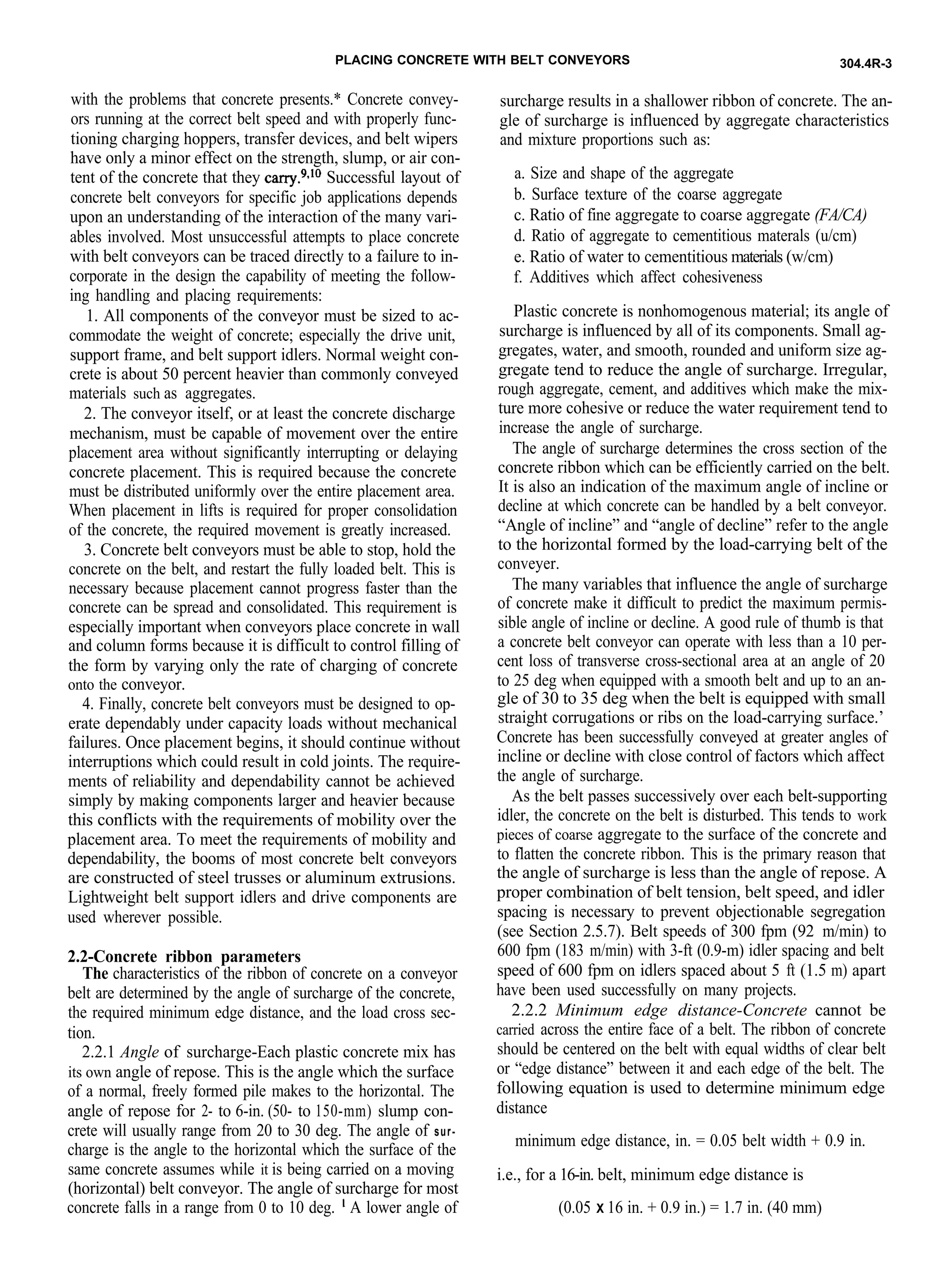 304.4 r 95 - placing concrete with belt conveyors | PDF