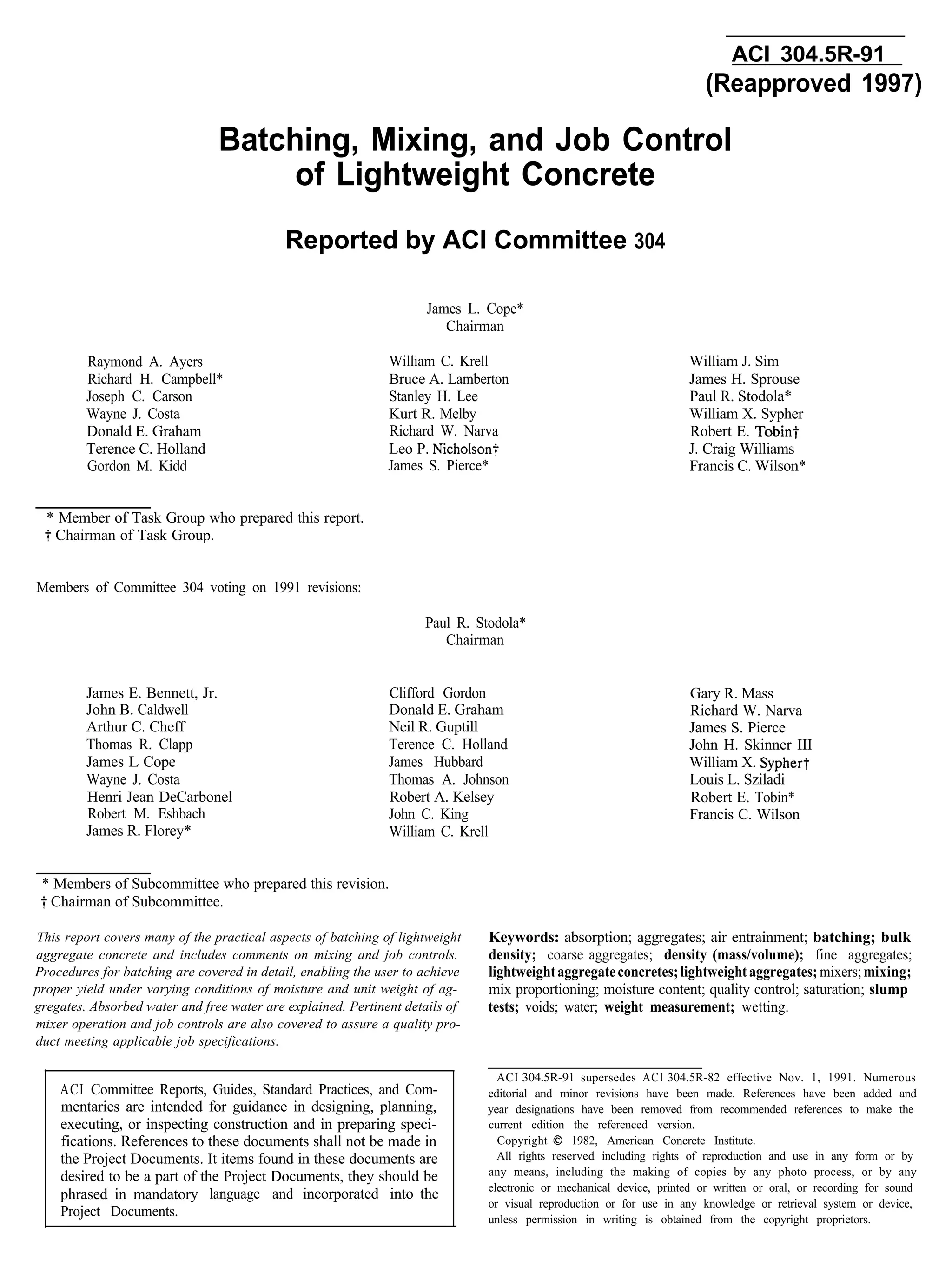304.5 r 91 - batching, mixing, and job control of lightweight | PDF