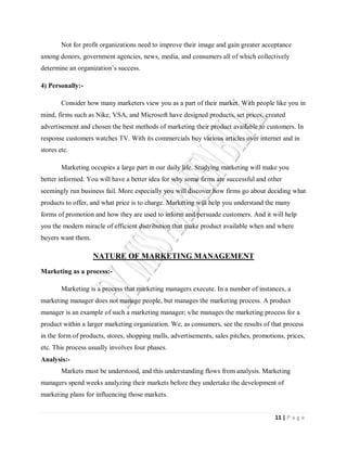 Marketing Management Short Notes | PDF