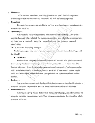 Marketing Management Short Notes | PDF