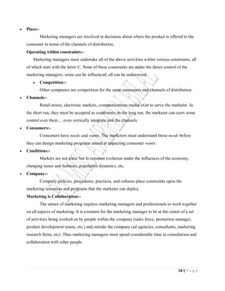 Marketing Management Short Notes | PDF