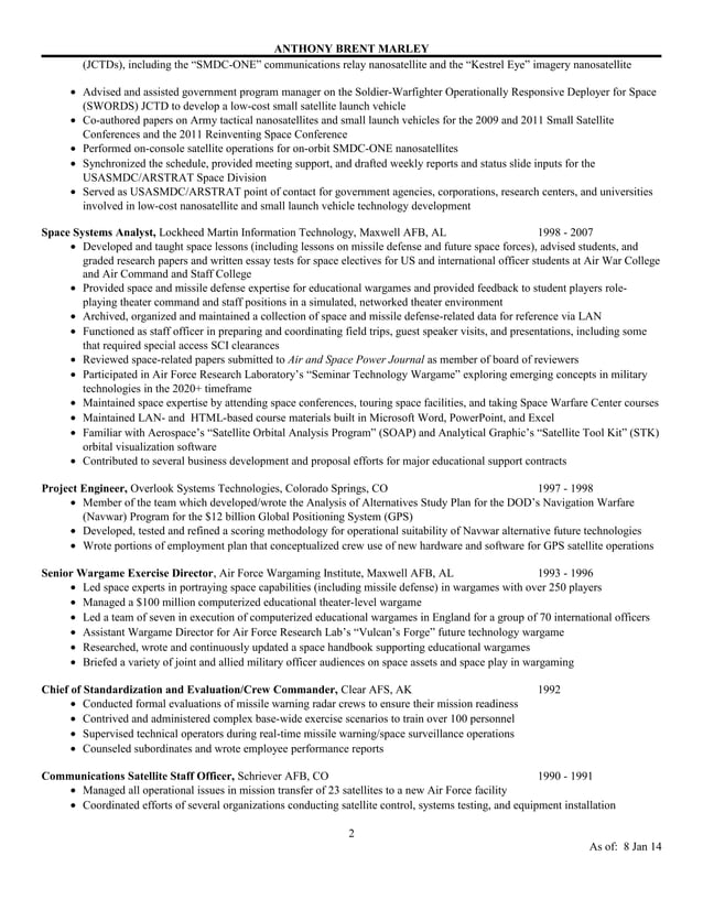 Resume - Anthony Brent Marley (8 Jan 14) | PDF