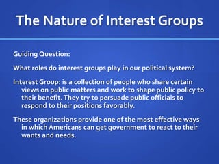 Teacher Lecture: Interest Groups | PPT
