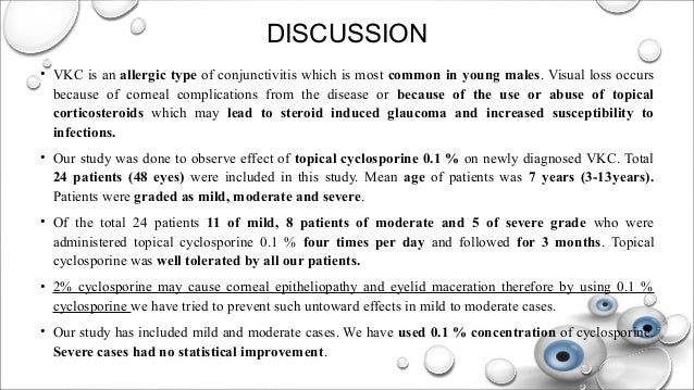 Topical Cyclosporine 0.1% In The Treatment Of Vernal Catarrh