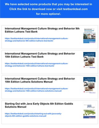 International Management Culture Strategy and Behavior 8th Edition ...