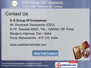 Road Safety Productst by D G Group Of Companies, Pune | PPSX