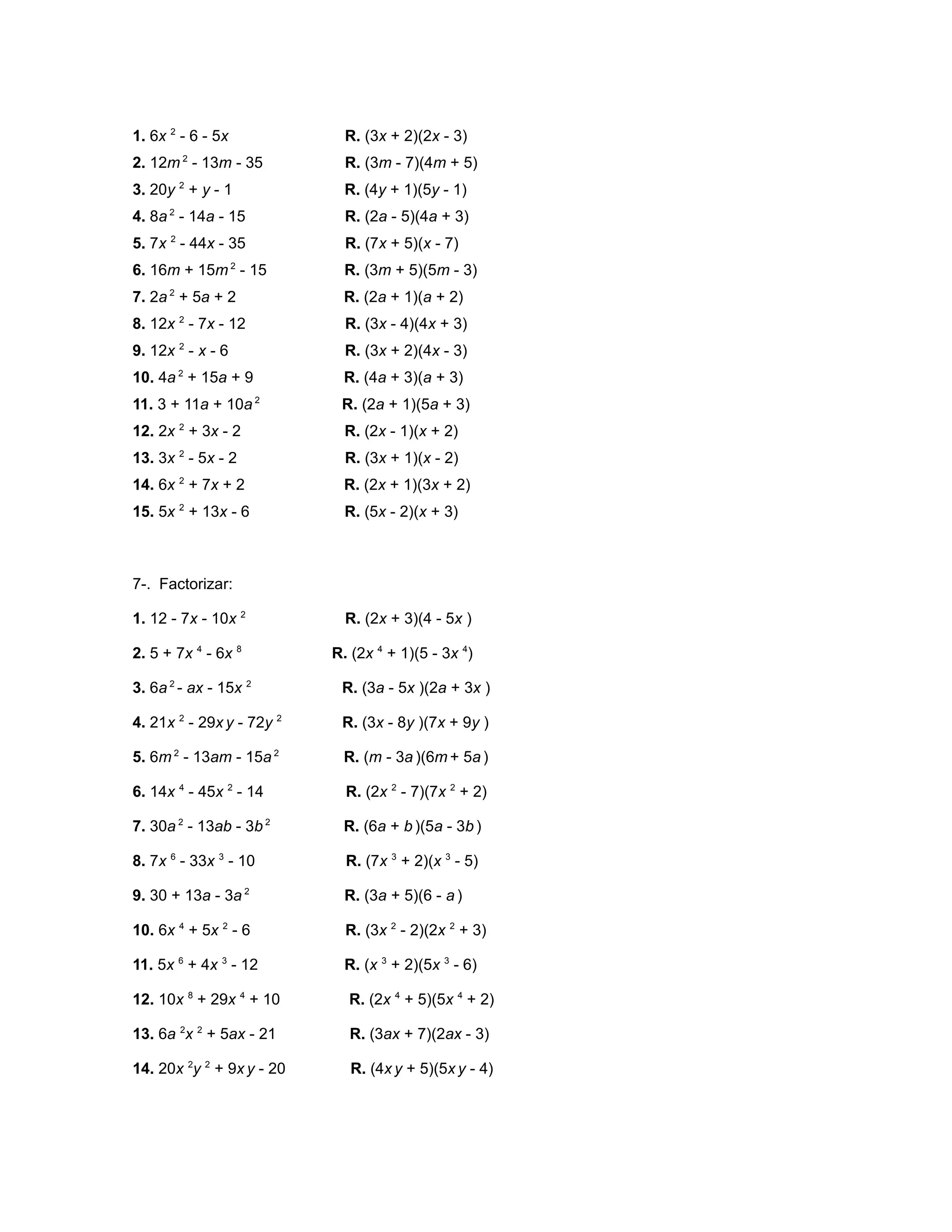 3055044 ejercicios-de-factorizacion | PDF