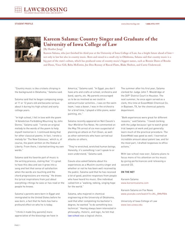Kareem Salama: Country Singer and Graduate of the University of Iowa ...