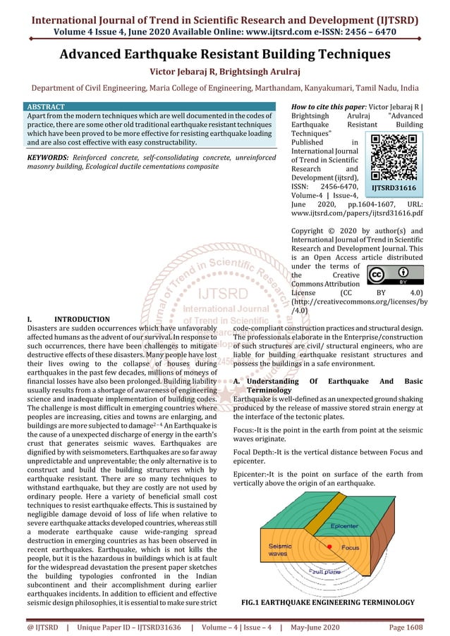 Advanced Earthquake Resistant Building Techniques | PDF