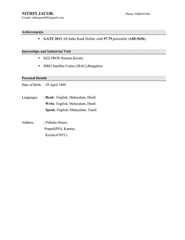 Nithin Resume1 | PDF