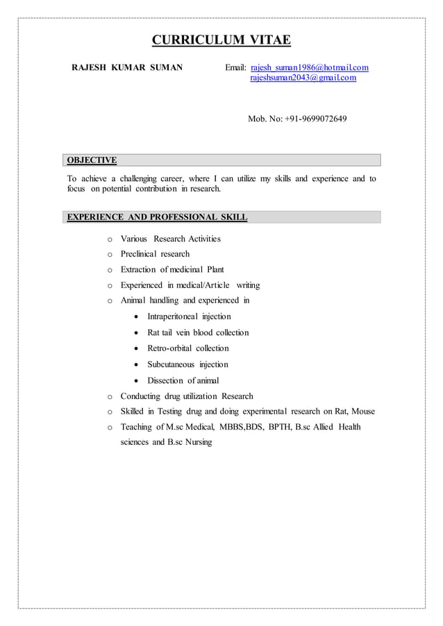 Rajesh kumar suman( CV) | PDF