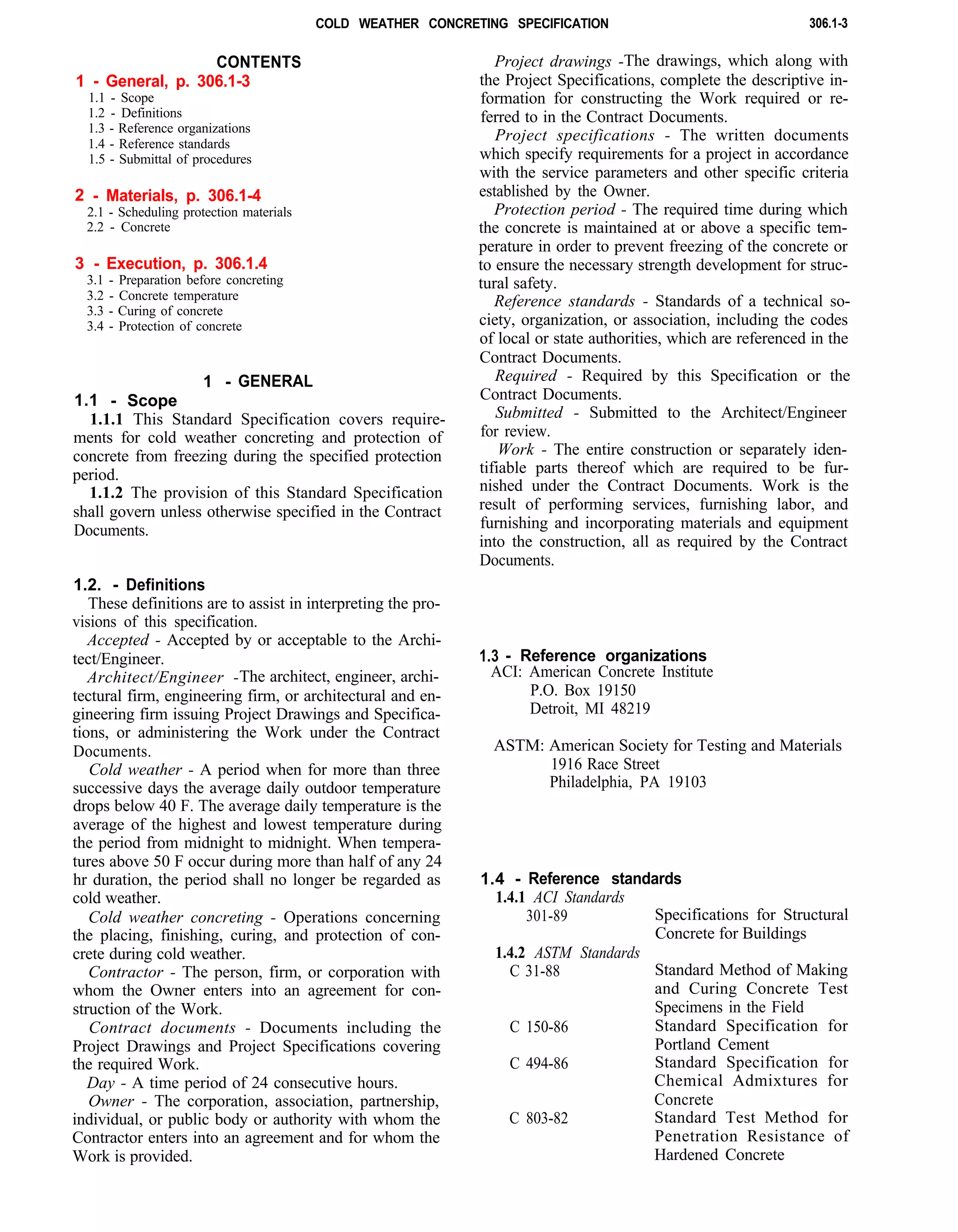 306.1 90 standard specification for cold weather concretin | PDF