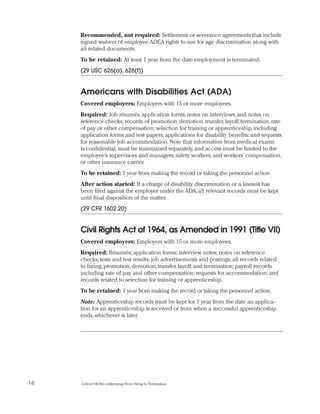 Critical HR Recordkeeping. From hiring to termination. | PDF