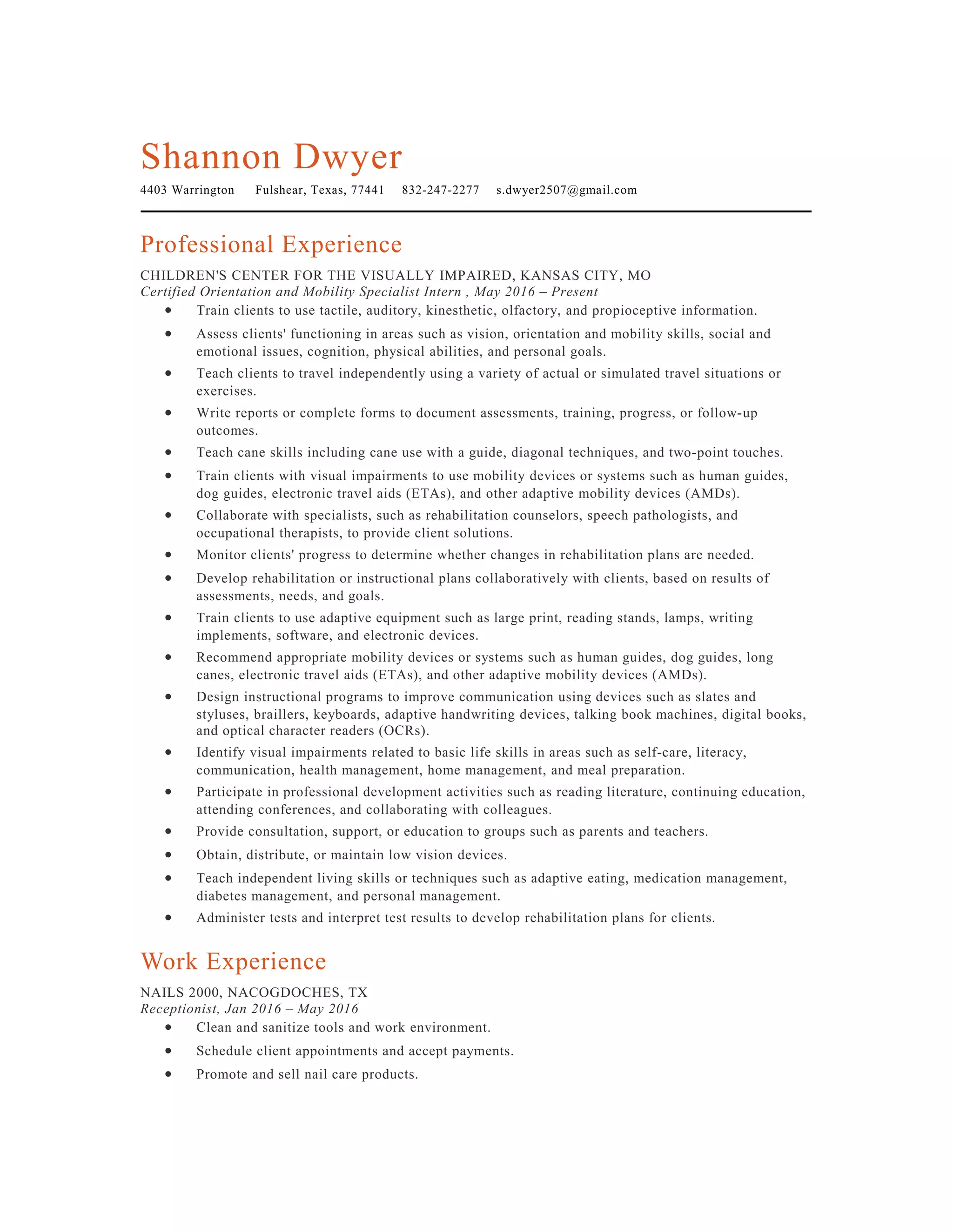 Shannon Dwyer 2016 Resume | DOC