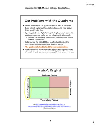 'The Real Agile Testing Quadrants' with Michael Bolton | PDF
