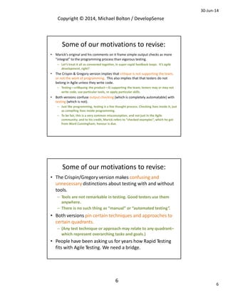 'The Real Agile Testing Quadrants' with Michael Bolton | PDF
