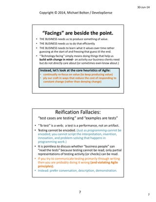 'The Real Agile Testing Quadrants' with Michael Bolton | PDF