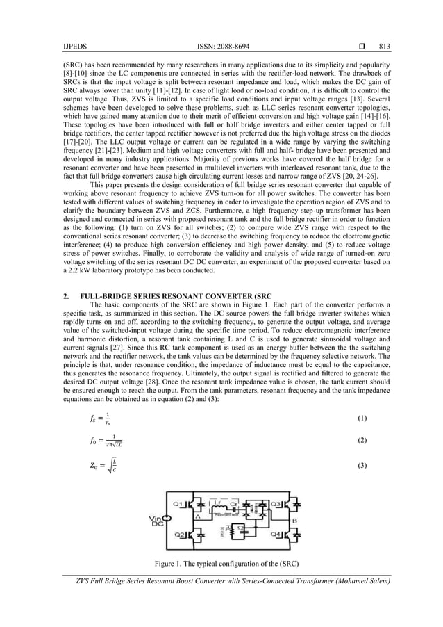 ZVS Full Bridge Series Resonant Boost Converter with Series-Connected Transformer | PDF
