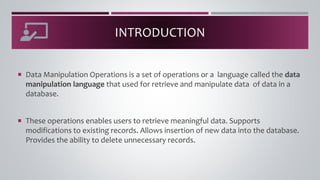 Data manipulation Operations in Database Management Systems | PDF