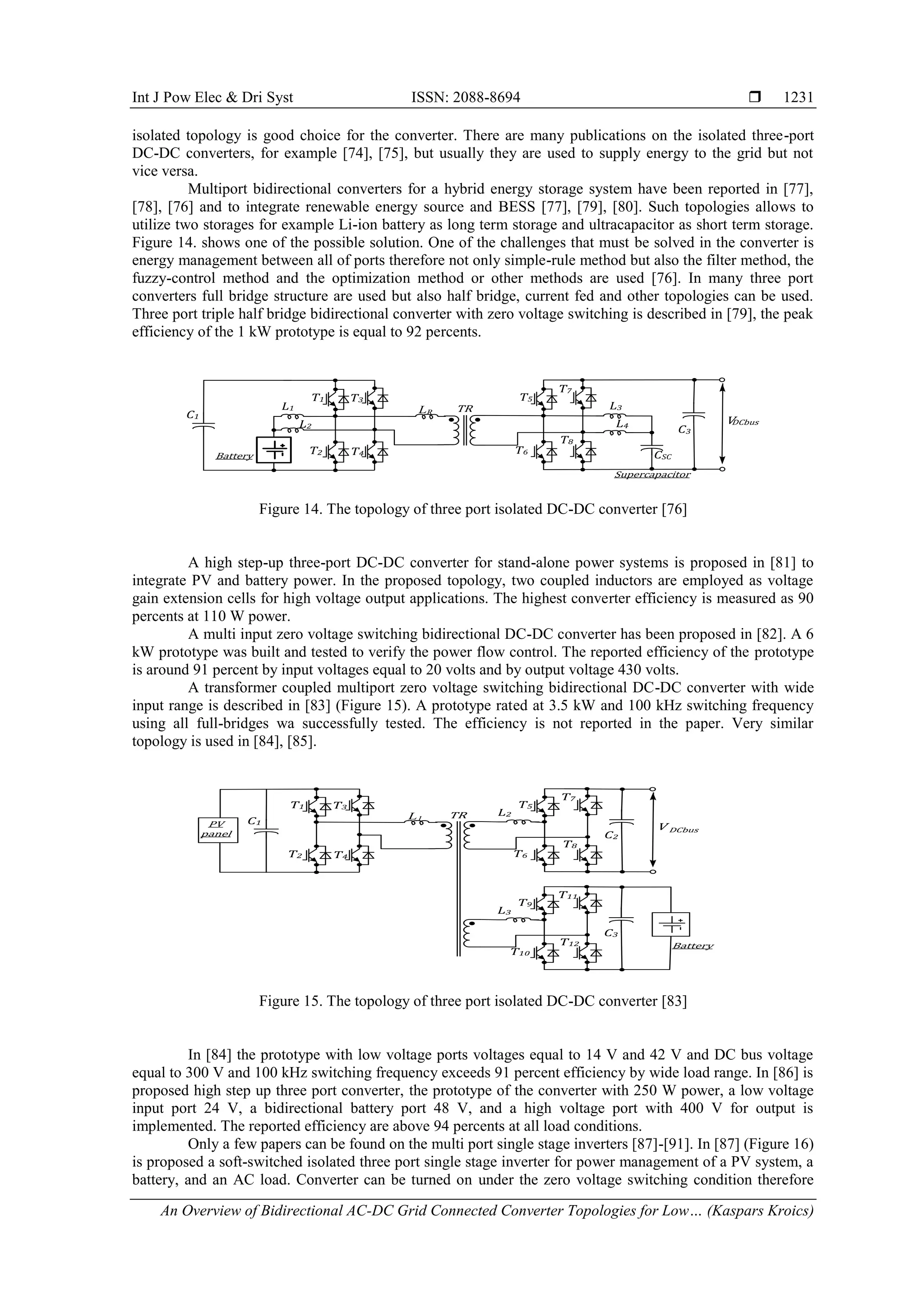 An Overview of Bidirectional AC-DC Grid Connected Converter Topologies for Low Voltage Battery ...