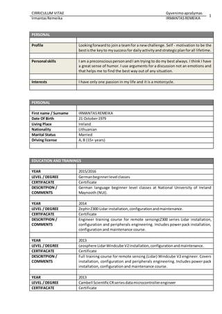 I.Remeika-CV_Detailed | PDF