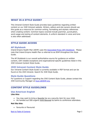 JIVE Content Style Guide-v3 | PDF