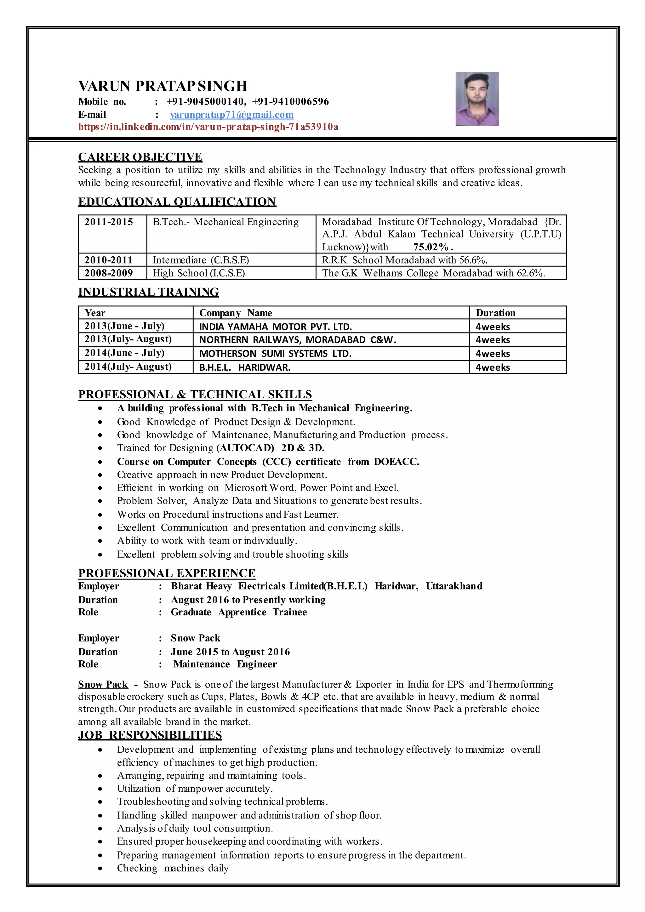 Varun Pratap Singh Full Resume 2 | PDF