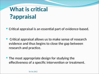 Critical-Appraisal of evidence medical 1 | PPT
