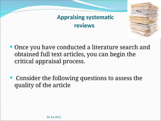 Critical-Appraisal of evidence medical 1 | PPT