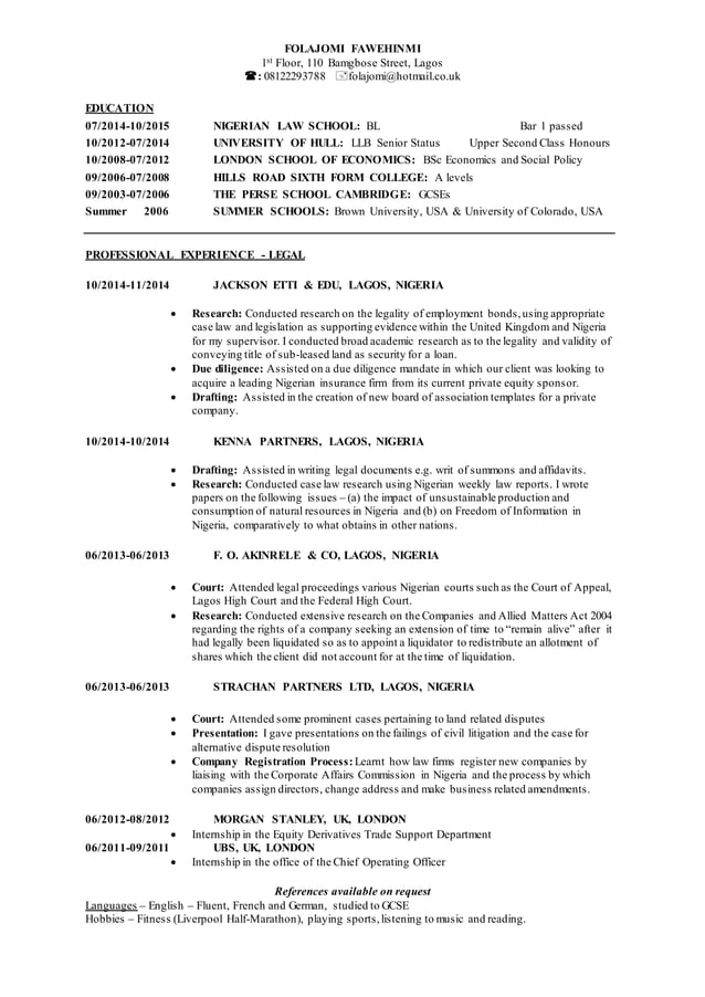 Updated Nigerian CV | DOCX | Legal Services Industry | Industries
