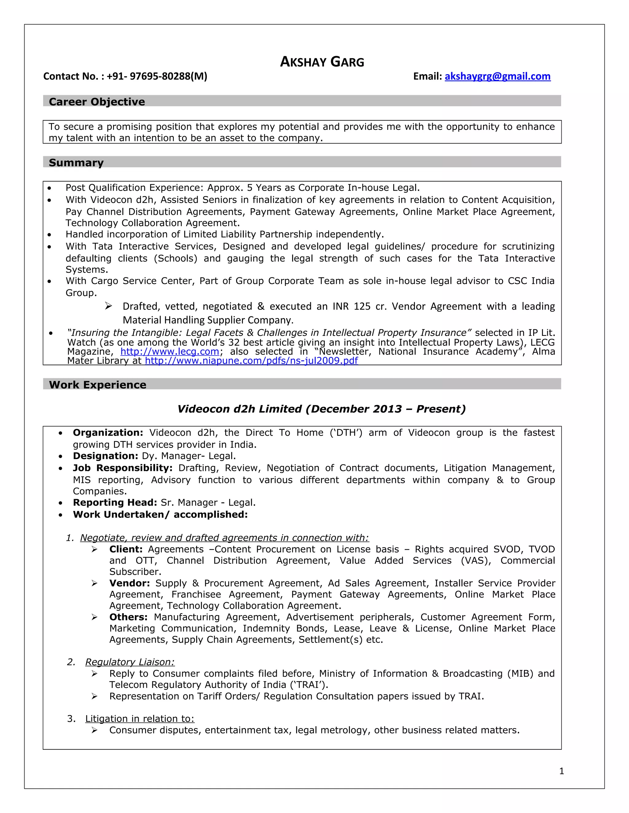 CV of Akshay Garg | PDF