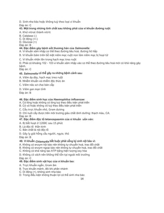 Trắc Nghiệm Vi Sinh Có Đáp Án | PDF