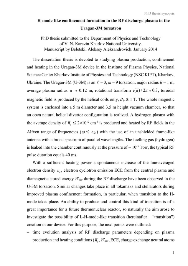 H-mode-like confinement formation in the RF discharge plasma in the Uragan-3M torsatron | PDF