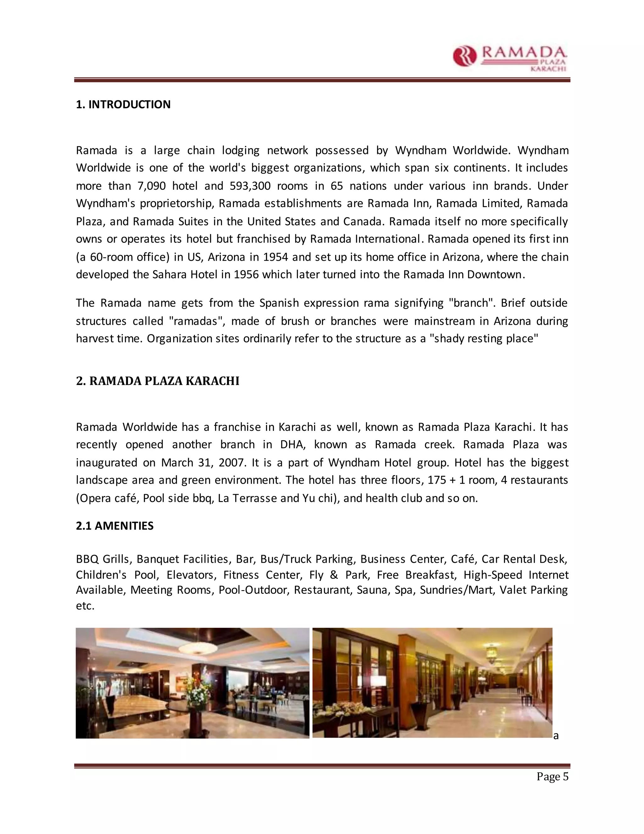 Ramada Plaza Karachi- Internship Report | DOCX