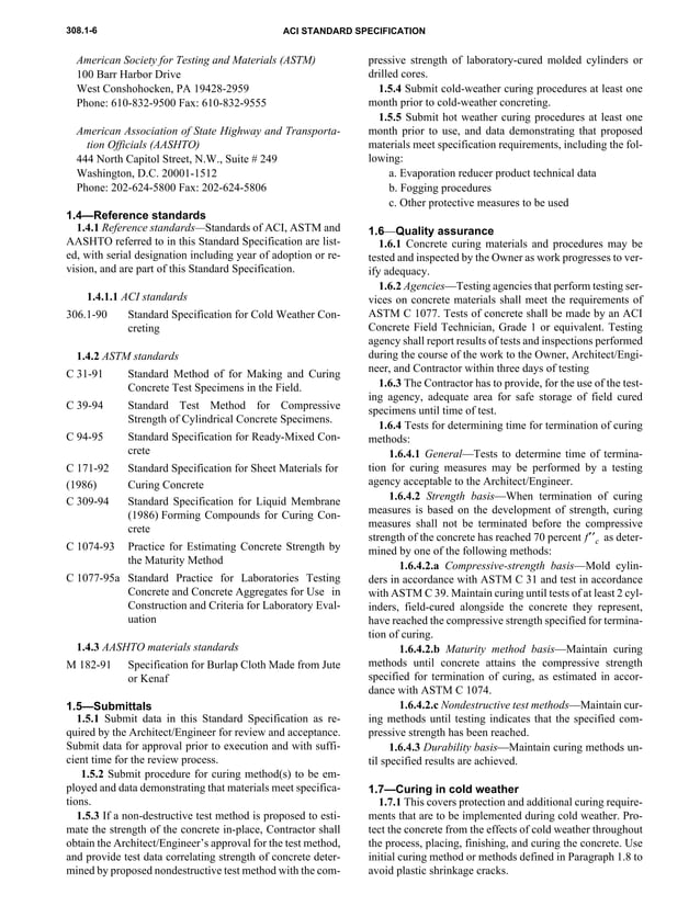 308.1 98 sandard specification for curing concrete | PDF